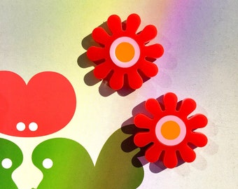 Acrylic Flower Power Studs // Accessory // Statement Piece // - Etsy