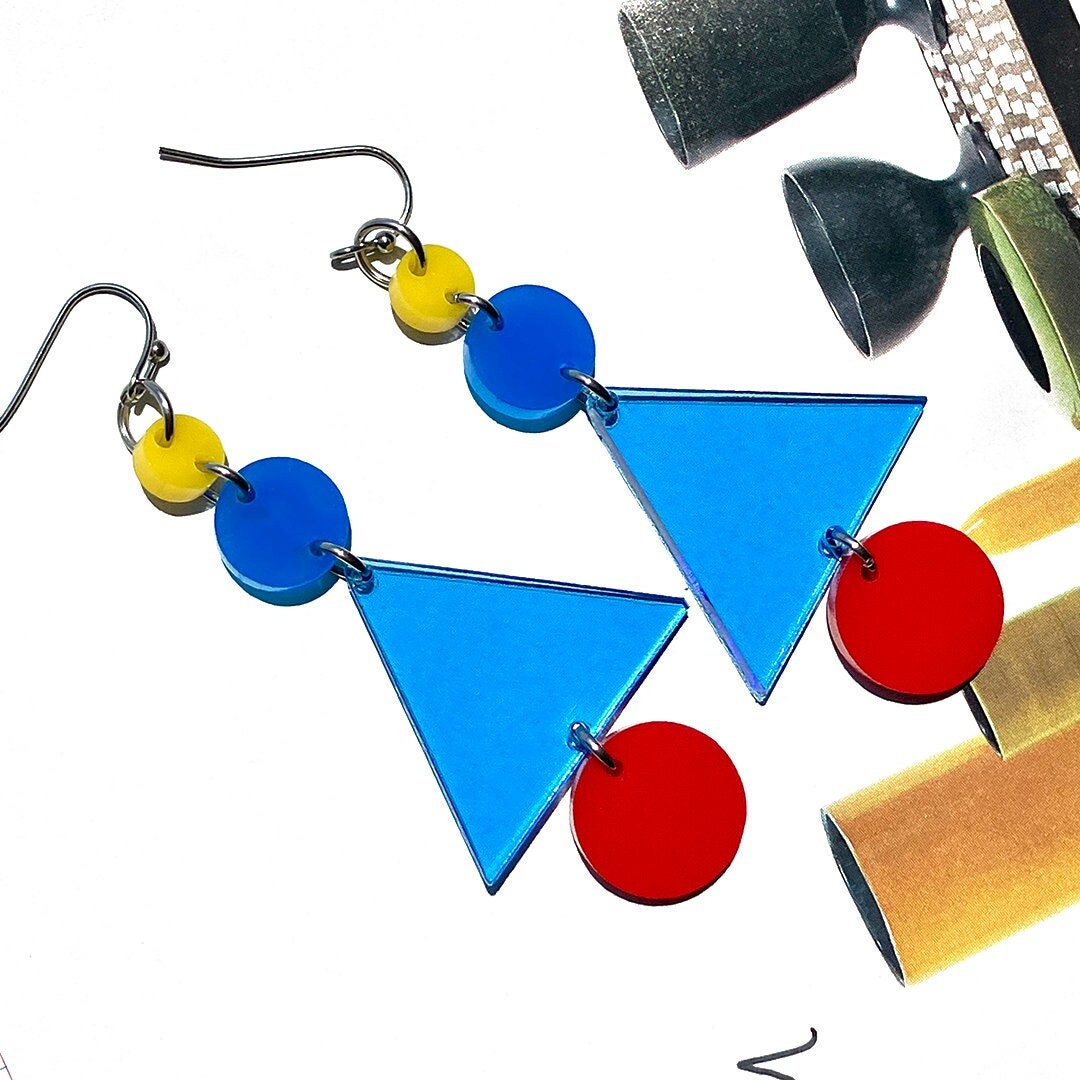 Acrylic Geometric Bauhaus Inspired Earrings // Accessory // Statement Piece // Wearable Art ...