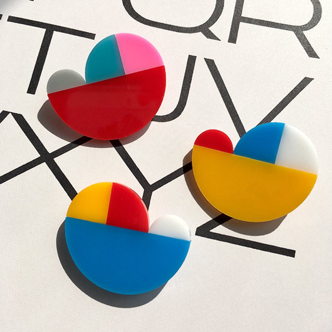 Acrylic Geometric Half Circle Brooch Pin // Accessory // - Etsy
