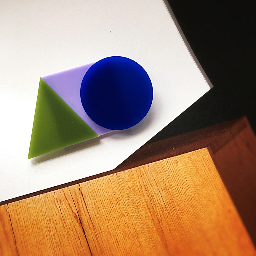 Acrylic Geometric Brooch Pin Bauhaus Inspired // Accessory // | Etsy