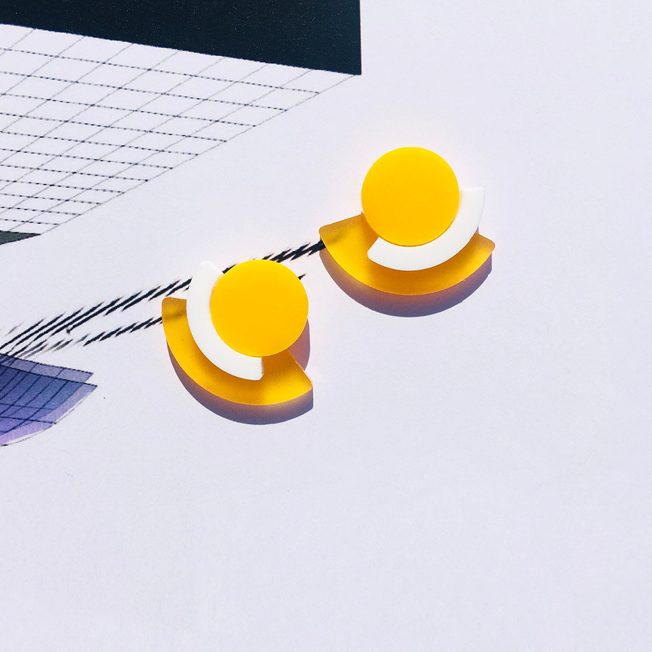 Acrylic Geometric Post Modern Inspired Earrings // Accessory - Etsy