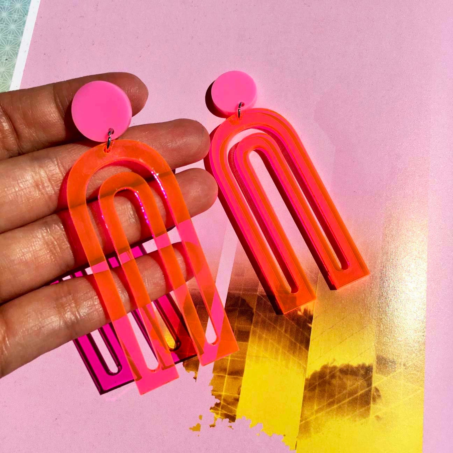 Acrylic Geometric U Shape Earrings // Retro // Artsy // Abstract ...
