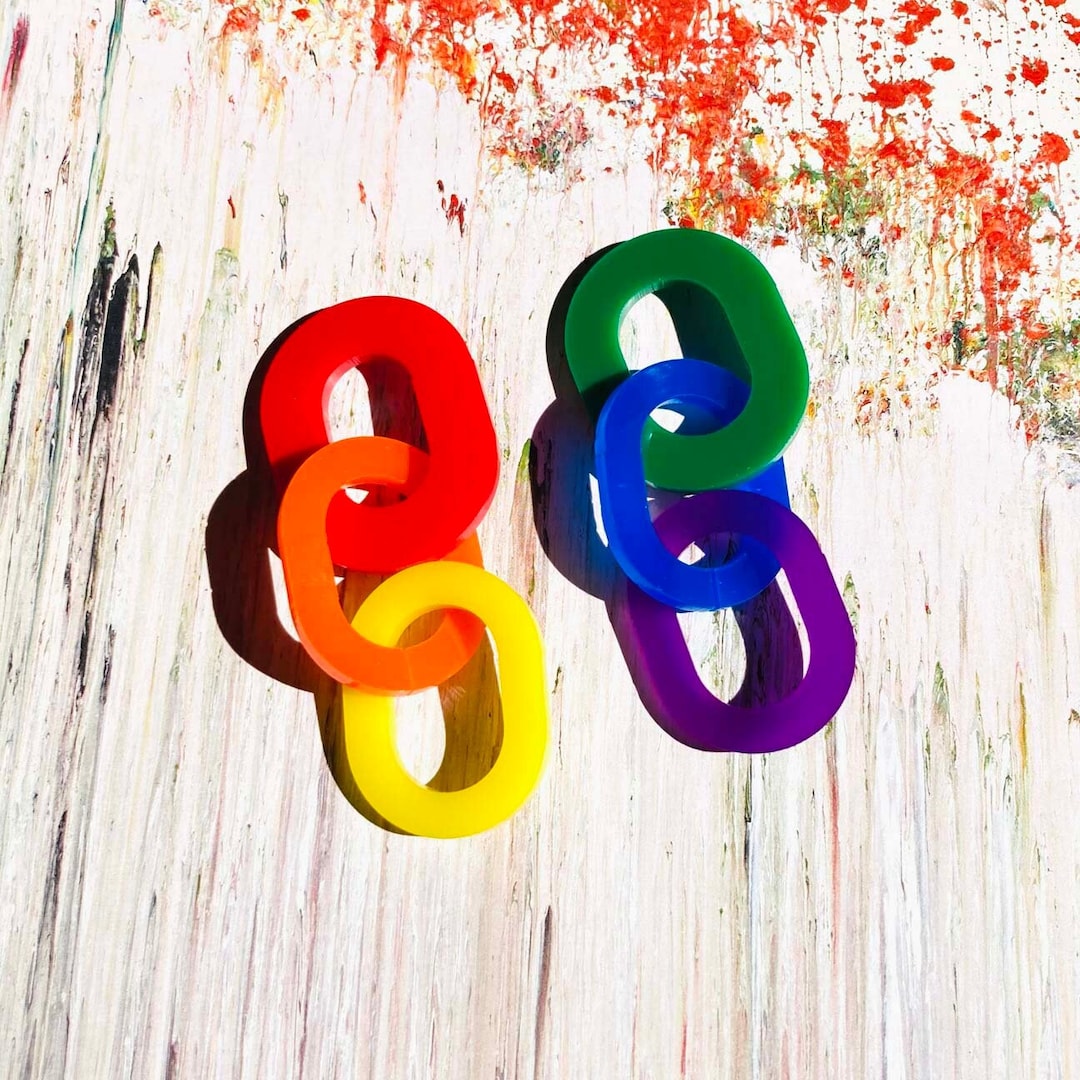 Acrylic Geometric Rainbow Chain Link Earrings // Artsy // Chains ...