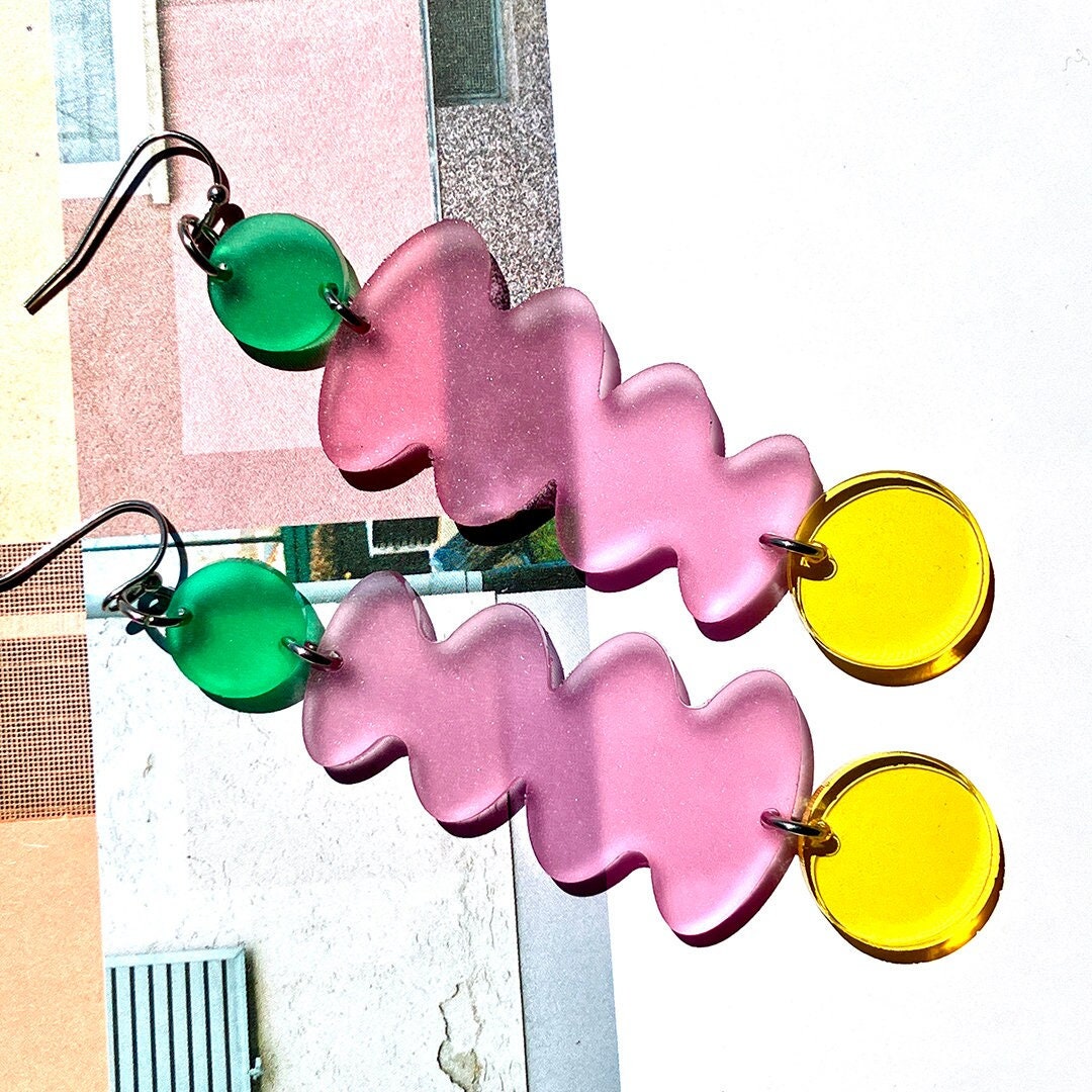 Acrylic Geometric Sculptural Earrings // Accessory // Statement Piece ...