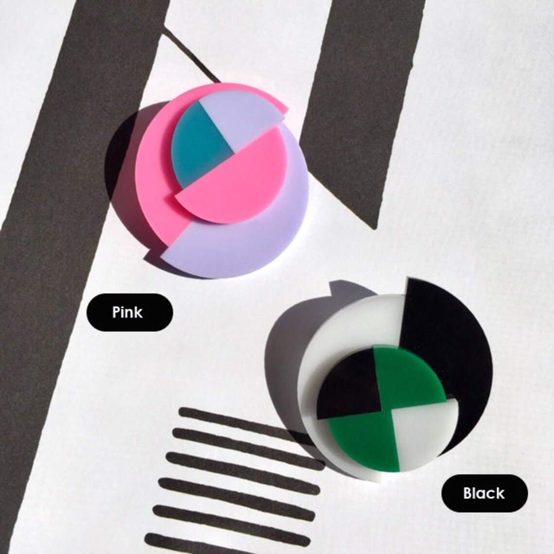 Acrylic Geometric Half Circle Brooch Pin // Accessory // - Etsy