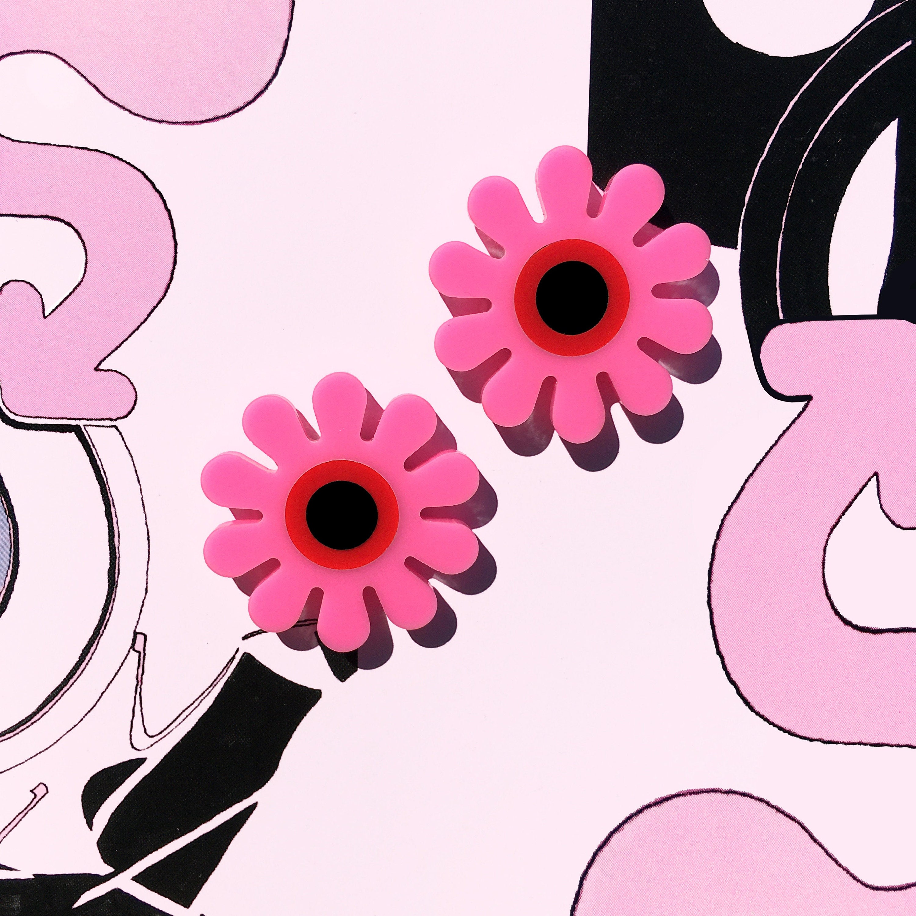 Acrylic Flower Power Studs // Accessory // Statement Piece // - Etsy