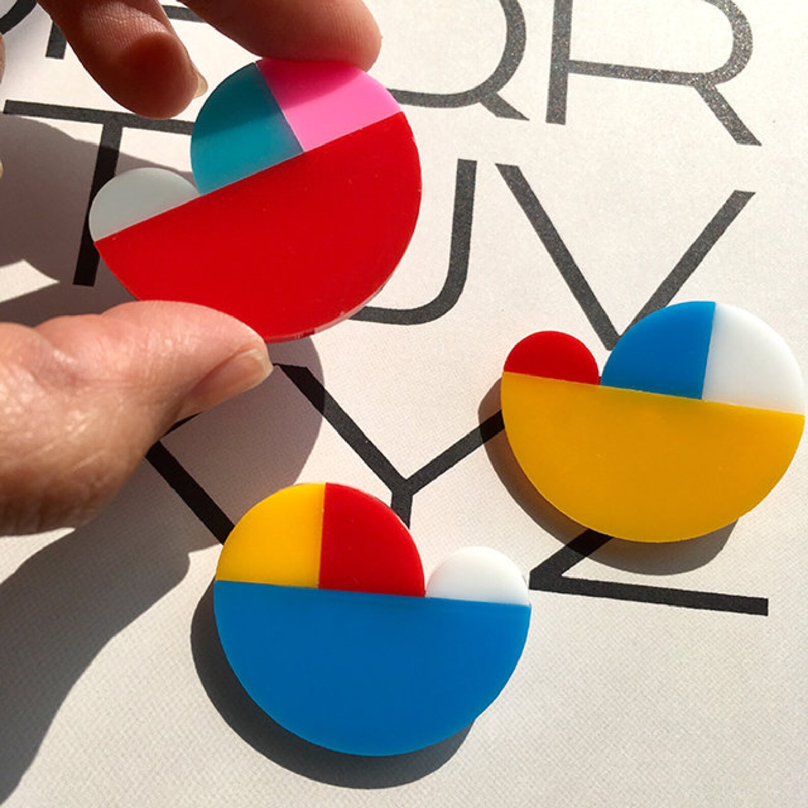 Acrylic Geometric Half Circle Brooch Pin // Accessory // | Etsy