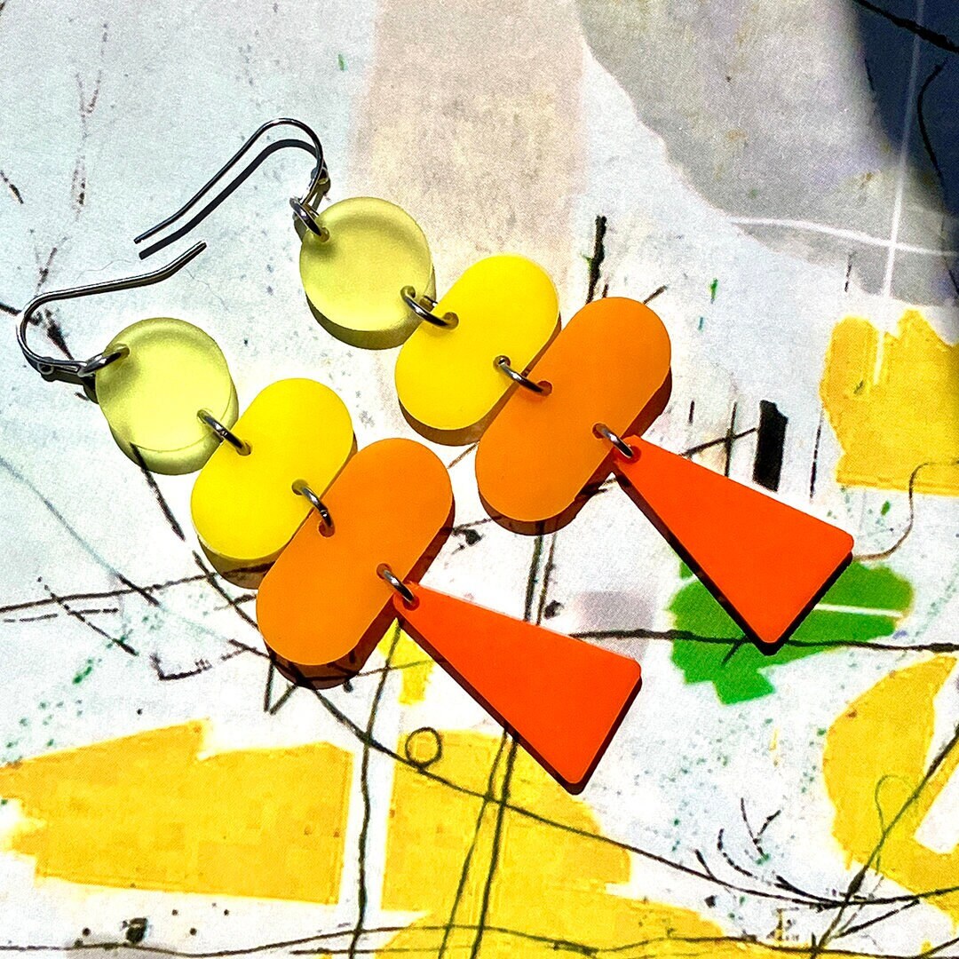 Acrylic Geometric Horizontal Slots Earrings // Artsy // Ellipse ...