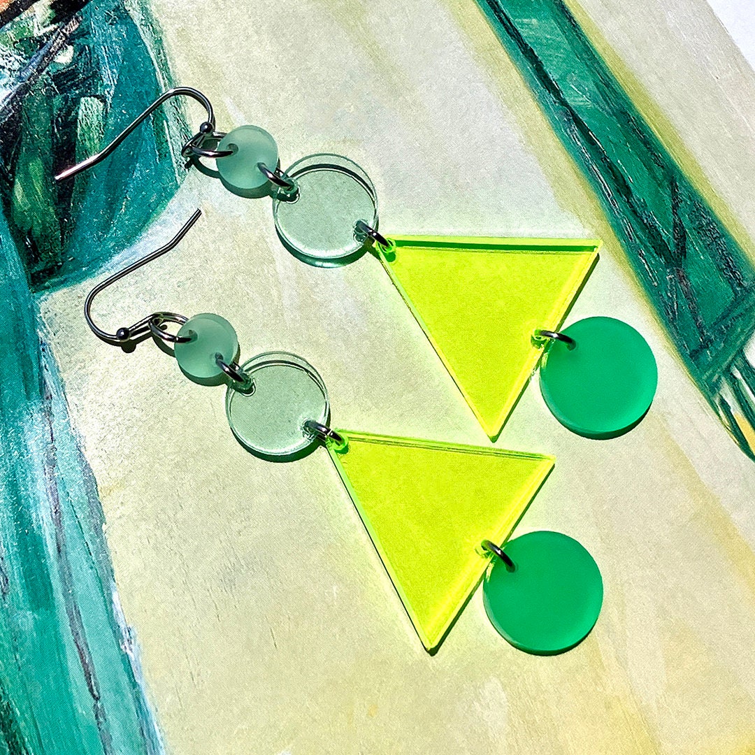 Acrylic Geometric Bauhaus Inspired Earrings // Accessory // Statement Piece // Wearable Art ...