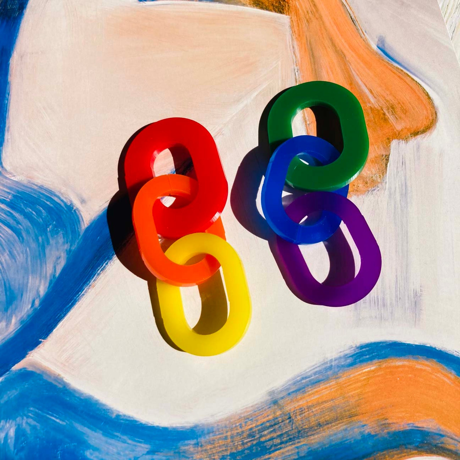 Acrylic Geometric Rainbow Chain Link Earrings // Artsy // Chains ...