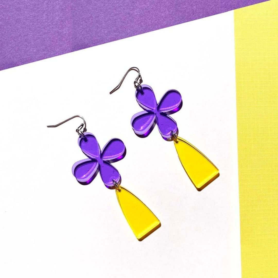 Acrylic Geometric Pip Symbol Earrings // Accessory // Statement Piece ...