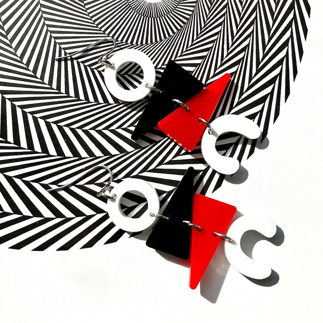 Acrylic Geometric Retro Futuristic Earrings // Artsy // Accessory ...