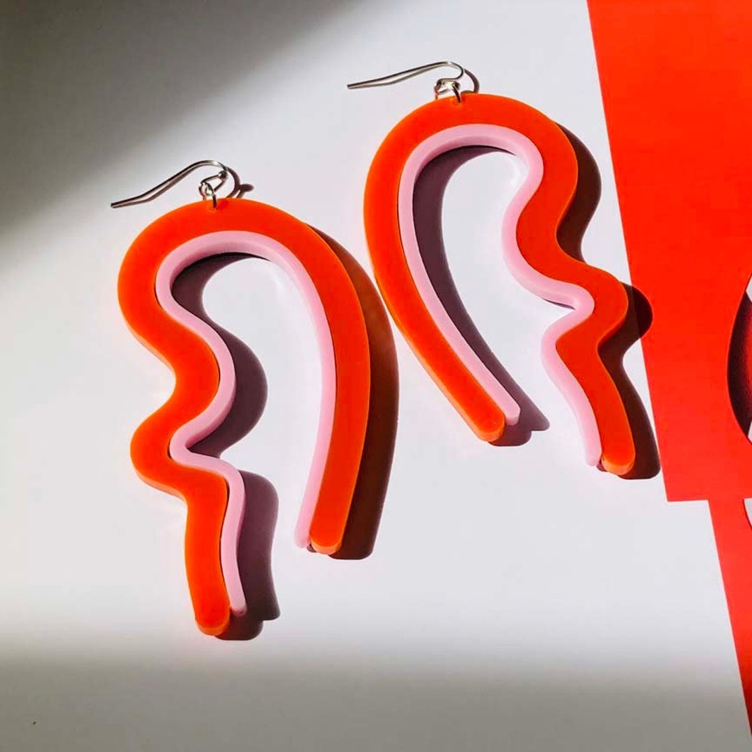 Acrylic Geometric Sculptural Modern Earrings // Accessory // Statement ...