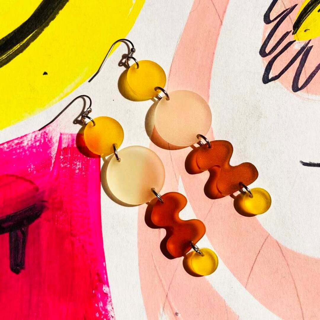 Acrylic Geometric Memphis Design Inspired Earrings // Artsy ...