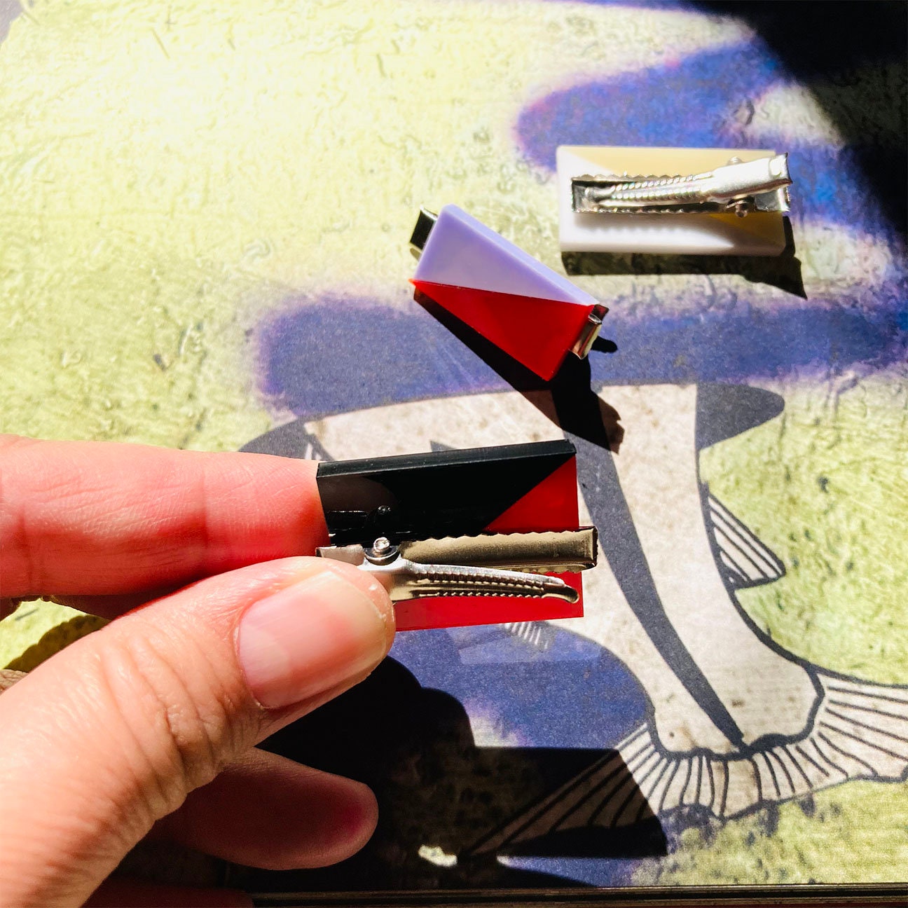 Acrylic Geometric Angled Tile Hair Clip // Set of 3 Hair Clips | Etsy