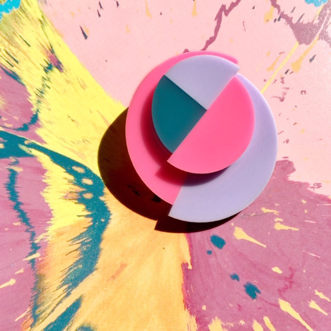 Acrylic Geometric Half Circle Brooch Pin // Accessory // Statement ...