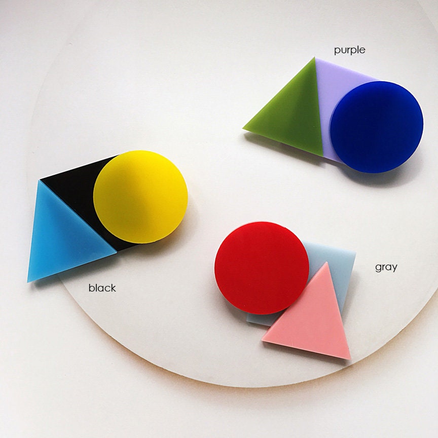 Acrylic Geometric Brooch Pin Bauhaus Inspired // Accessory // | Etsy