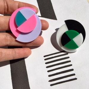 Acrylic Geometric Half Circle Brooch Pin // Accessory // Statement ...
