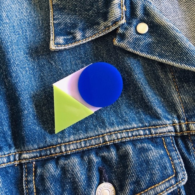 Acrylic Geometric Brooch Pin Bauhaus Inspired // Accessory // | Etsy