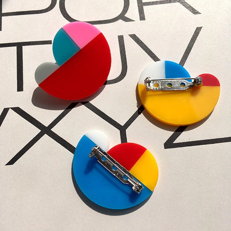 Acrylic Geometric Half Circle Brooch Pin // Accessory // | Etsy