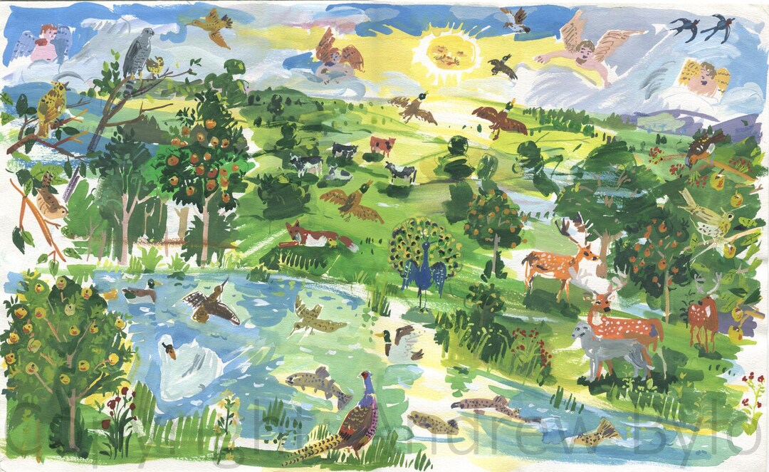 Illustration/painting of Utopian Rural Vision - Etsy