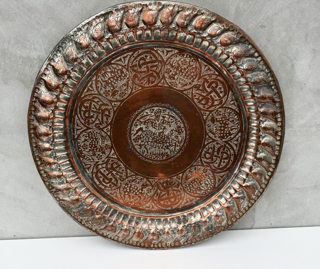 Vintage Islamic Copper Plate Original Hand-etched Decorative Wall Art ...
