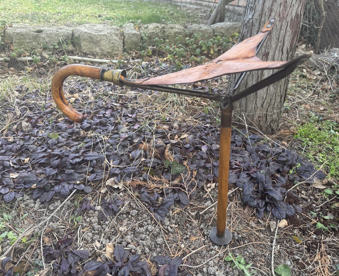 Vintage Folding Walking Shooting Stick Chair, Portable Hunting Seat ...