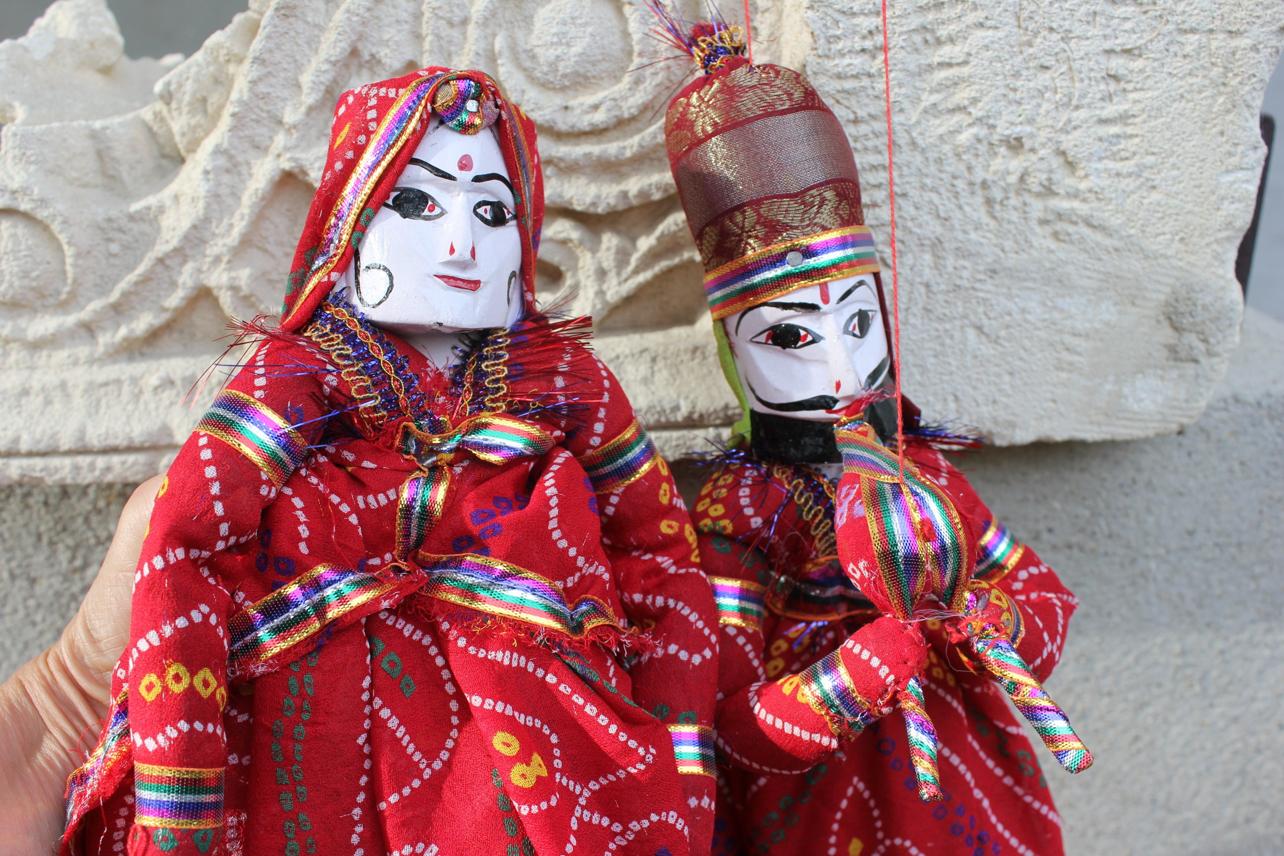 Two Vintage Rare Wooden Handcrafted Dolls Man and Woman Ottoman Tribal ...
