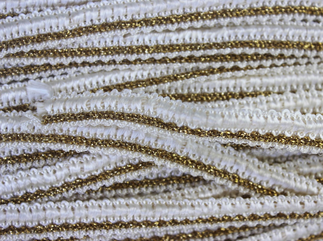 Ecru With Gold Trim or Ribbon, Fancy Edges for Sewing or Crafting ...
