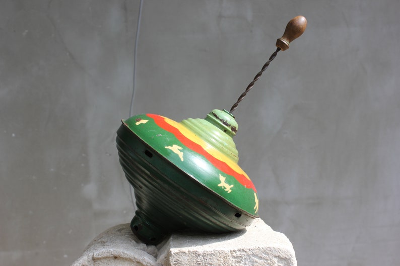 Vintage Metal Spinning Top Toy Colorful Tin Kids Game Nursery | Etsy