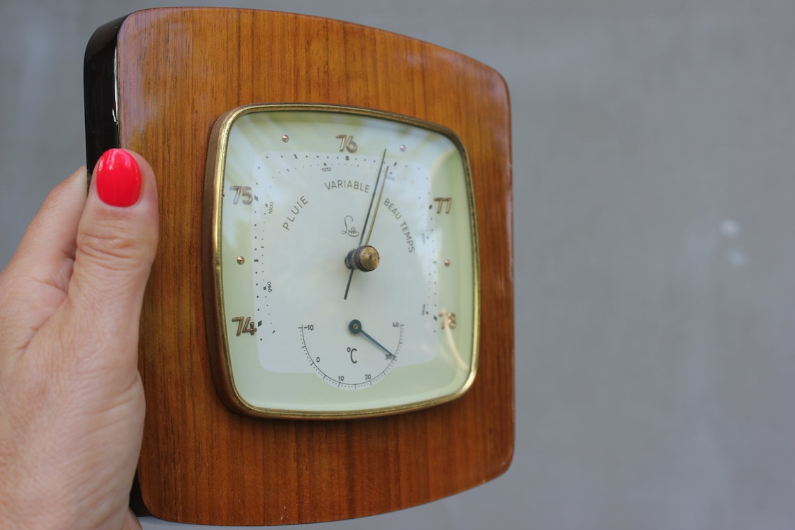 Vintage Lufft Barometer Thermometer Aneroid Wall Hanging wood | Etsy