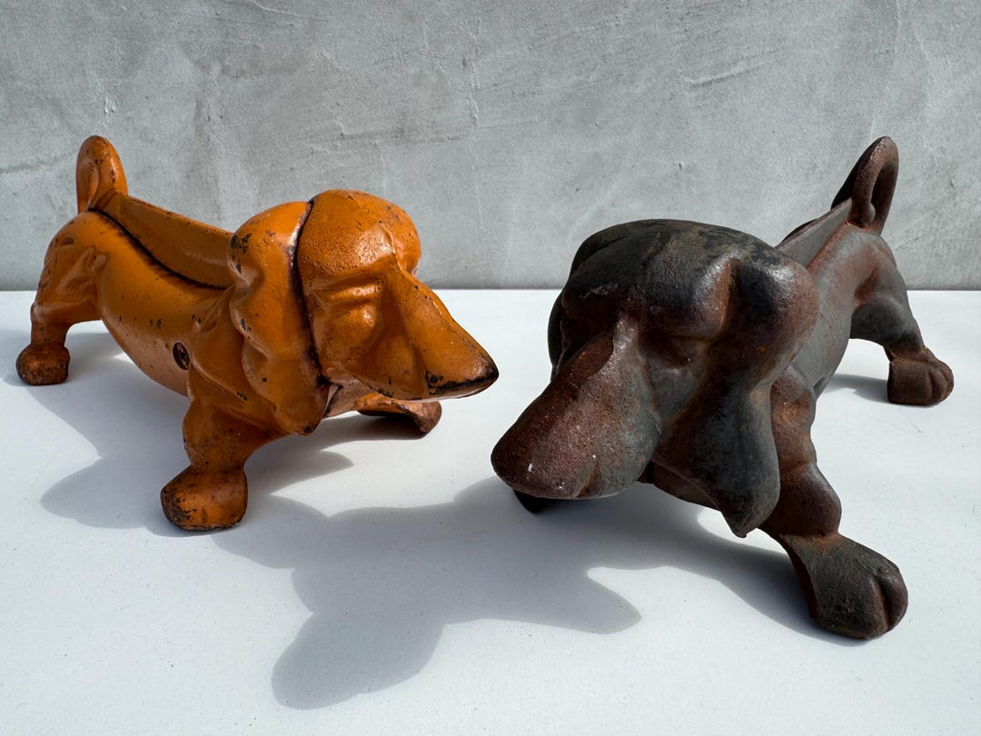 Two Cast Iron Dog Boot Scrapers, Vintage Shoe Cleaning Station, Molded ...