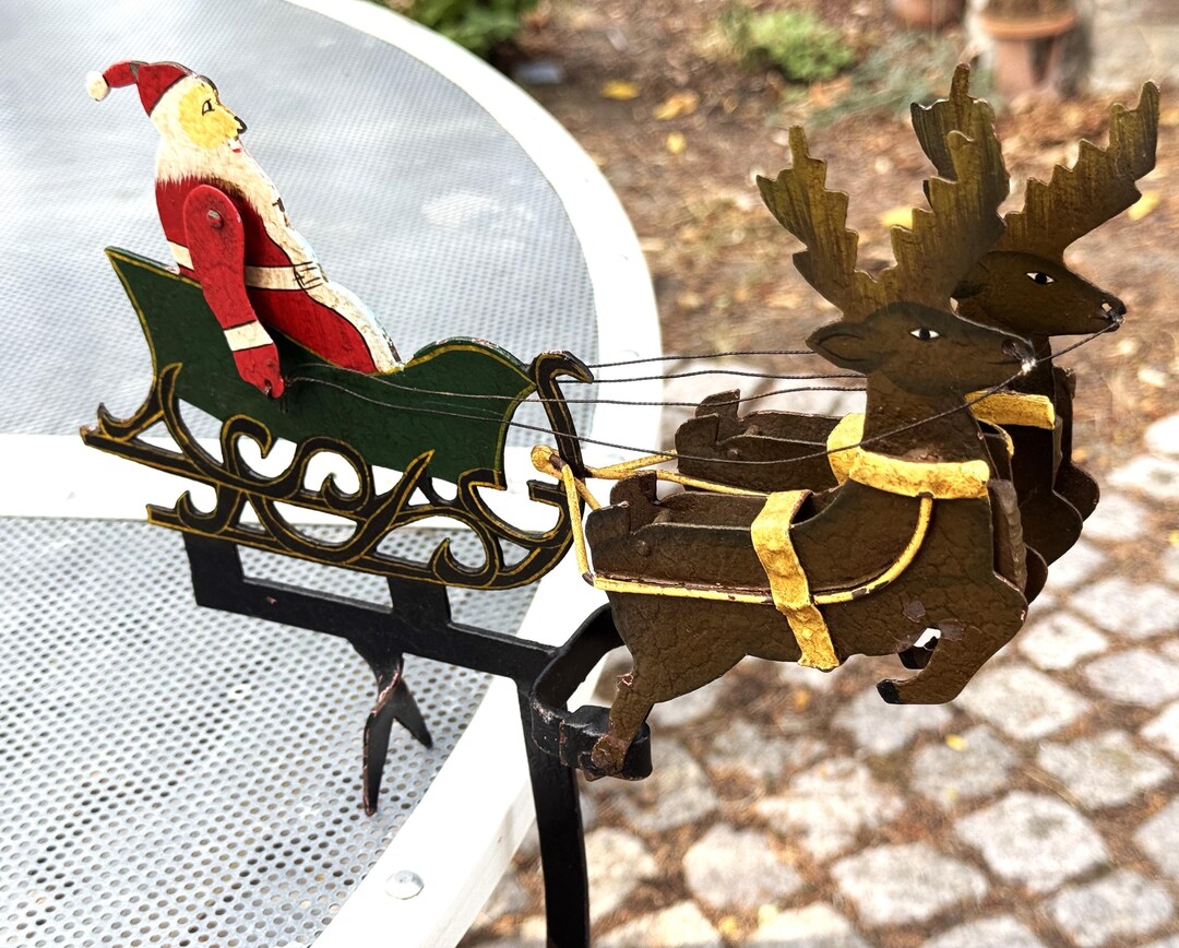 Santa Sleigh Balancing Toy Vintage Metal Christmas Balance Decoration ...