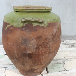 Large Antique Clay Pottery With Two Handles Primitive Terracotta Pot ...
