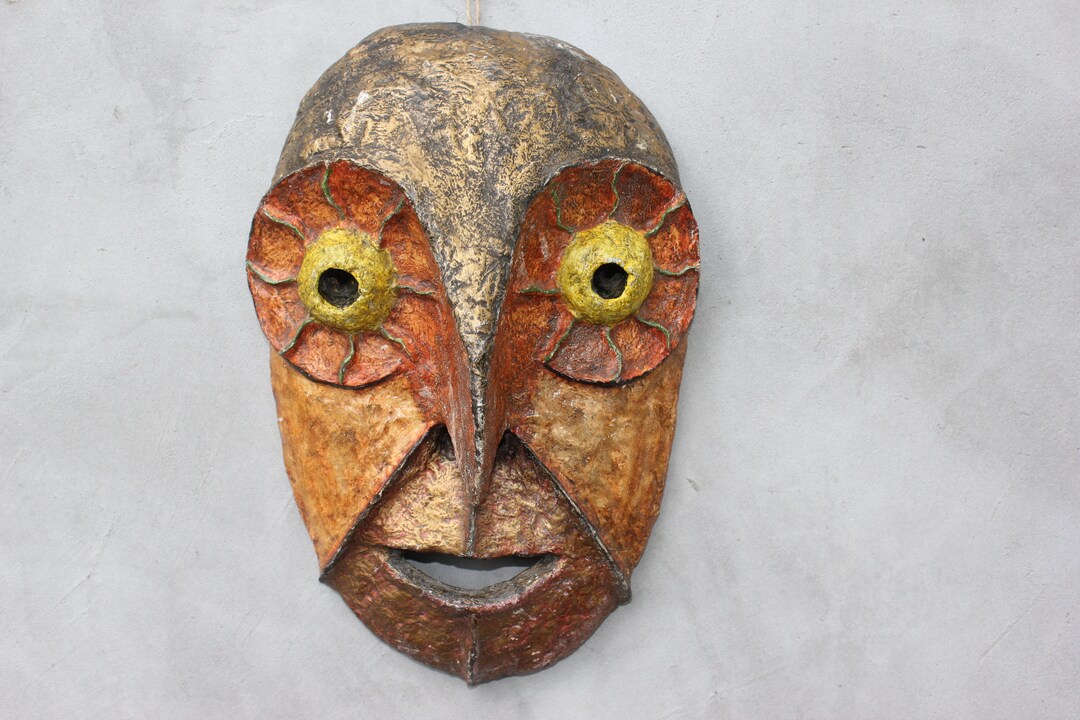 Vintage Wall Face Mask Papier Mache Sculpture, Impressive Wall Art ...