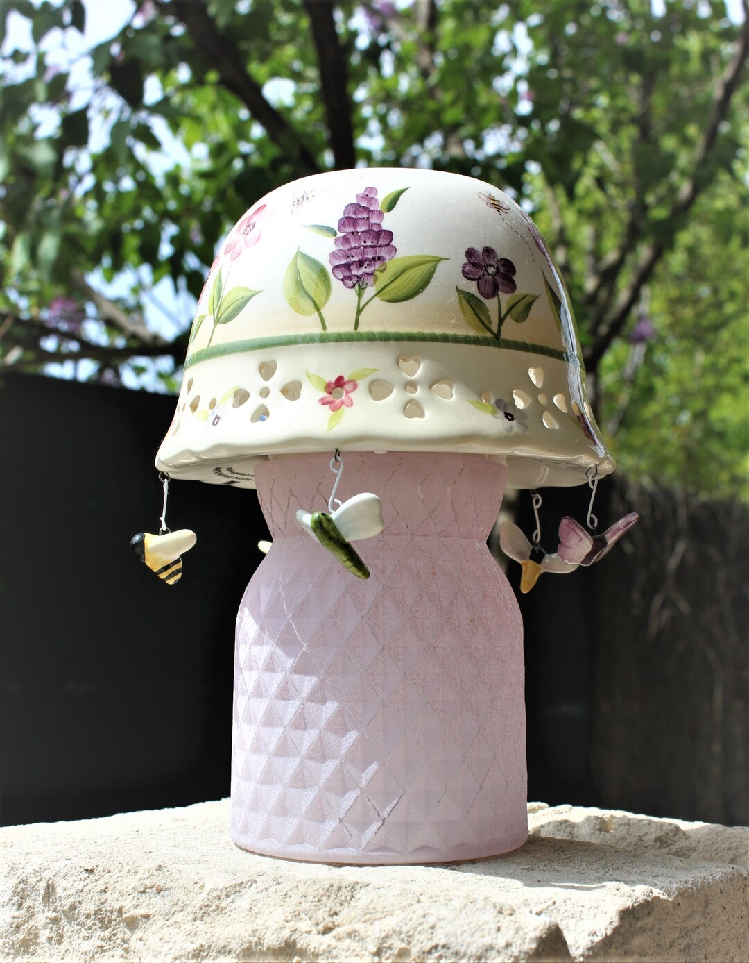 Vintage Ceramic Candle Shade, Candle Topper, Candle Cover, Cute Flower ...