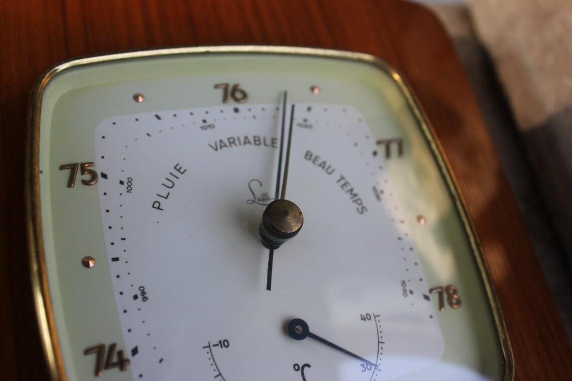Vintage Lufft Barometer Thermometer Aneroid Wall Hanging wood | Etsy