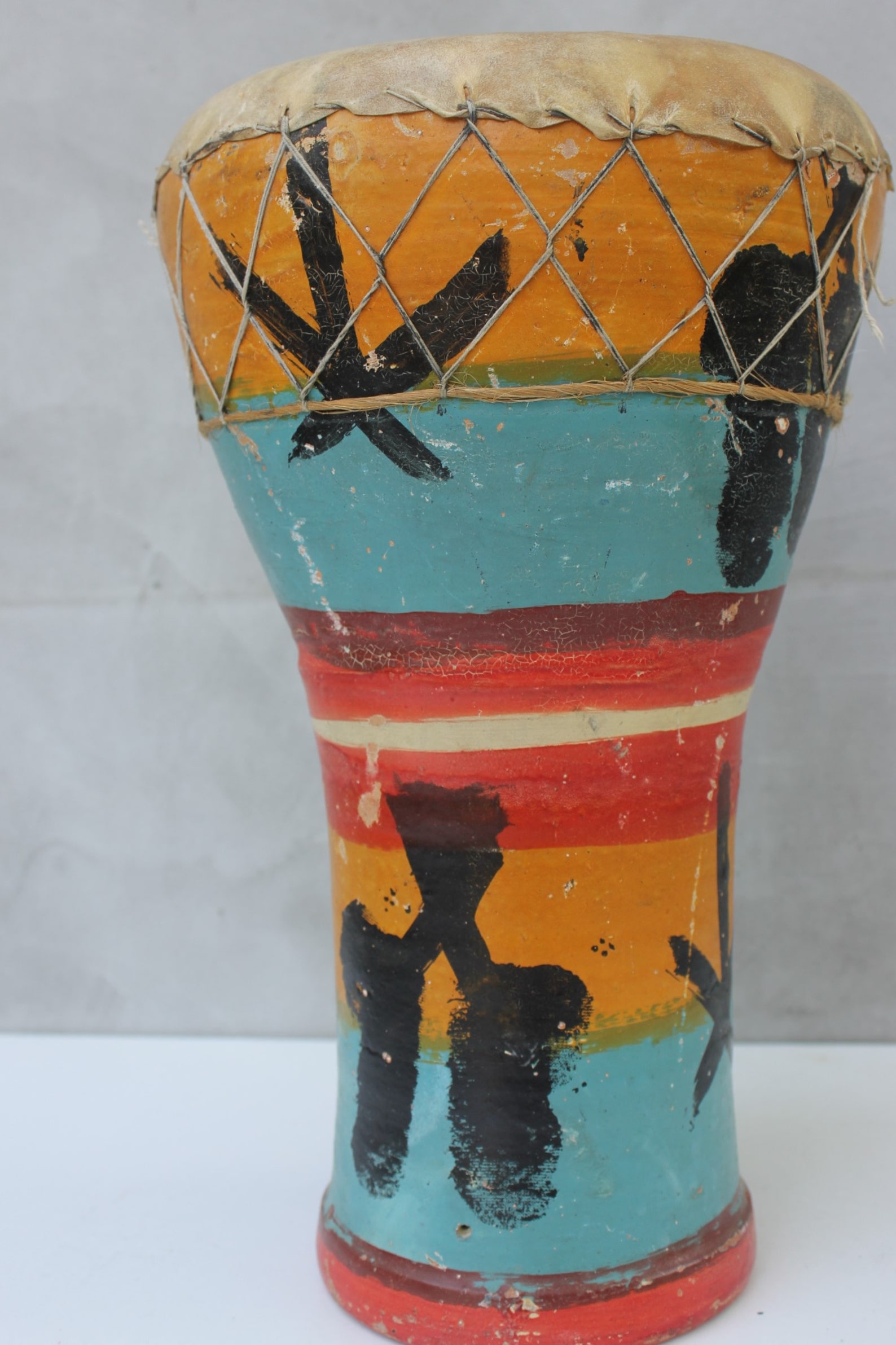 Vintage Tribal Drum Primitive Clay and Leather Ritual Drum - Etsy