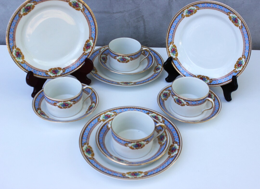 Vintage Limoge Coffee and Cake Set of 12 Pcs for 4 Persons, Rare France ...