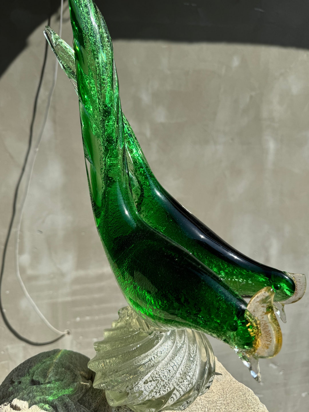 Rare Murano Glass Two Green Pheasants Statue, Vintage Seguso Style Bird ...