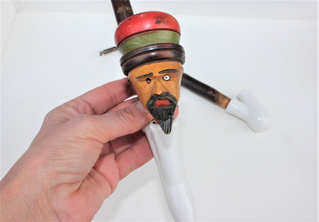 2 Vintage Bavarian Long Pipes Porcelain Head Pipes for Tobacco Smoking ...