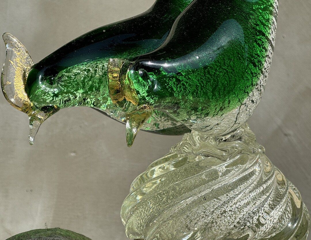 Rare Murano Green Glass Pheasants Statue, Vintage Seguso Style Bird ...