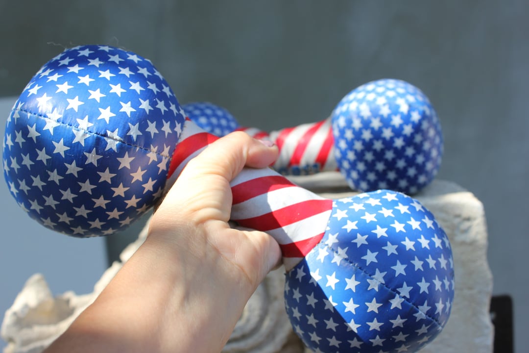Vintage Leather Hand Weights, American Flag Dumbbell Set, Genuine Hide ...