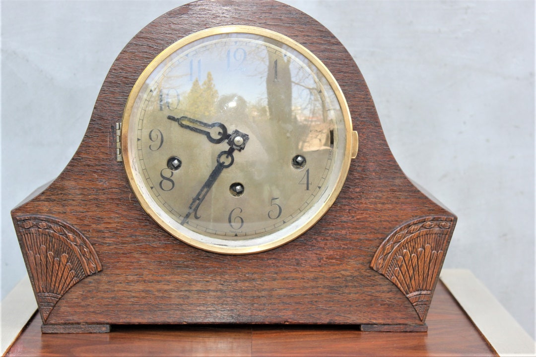 Vintage Wooden Mantle Clock, Mechanical Wind up Clock, a Five-string ...