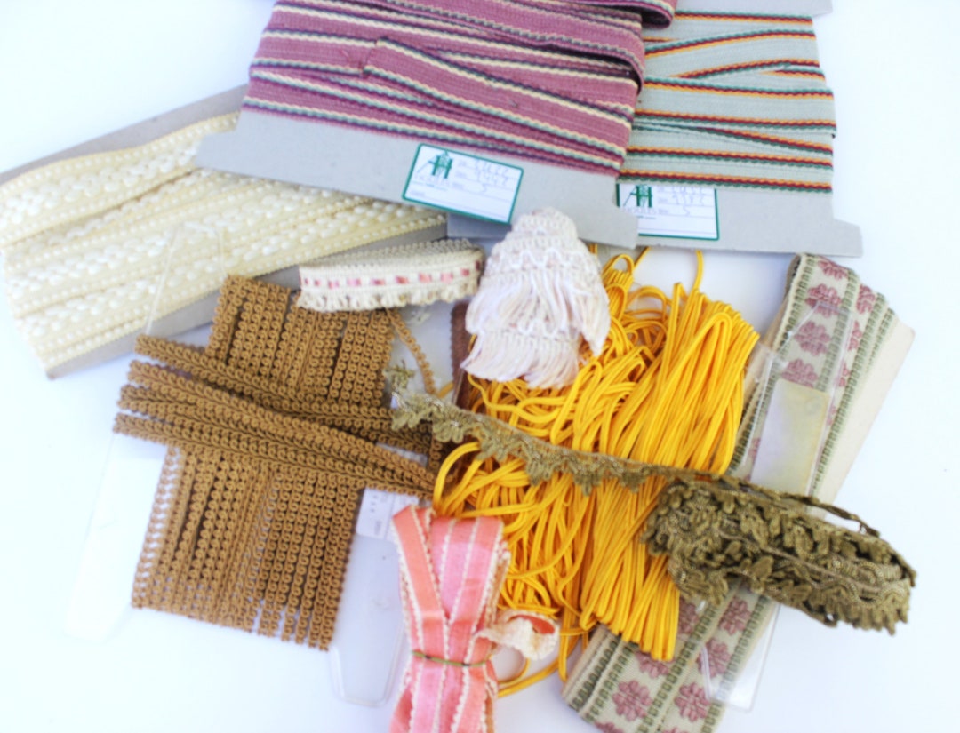 10 Assorted Textile Trims, Lace and Ribbons, Fancy Edges for Sewing or ...