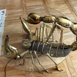 Illuminated Brass Scorpion Table, Metallic Coffee Surface, Golden ...