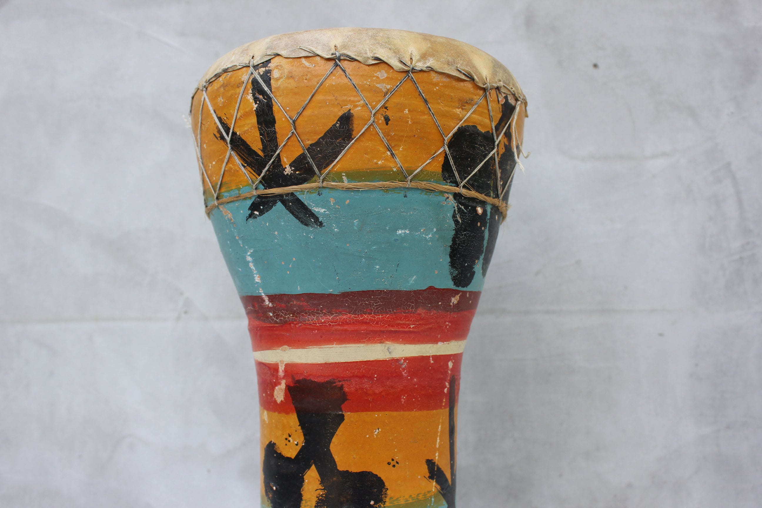 Vintage tribal drum Primitive clay and leather ritual drum | Etsy