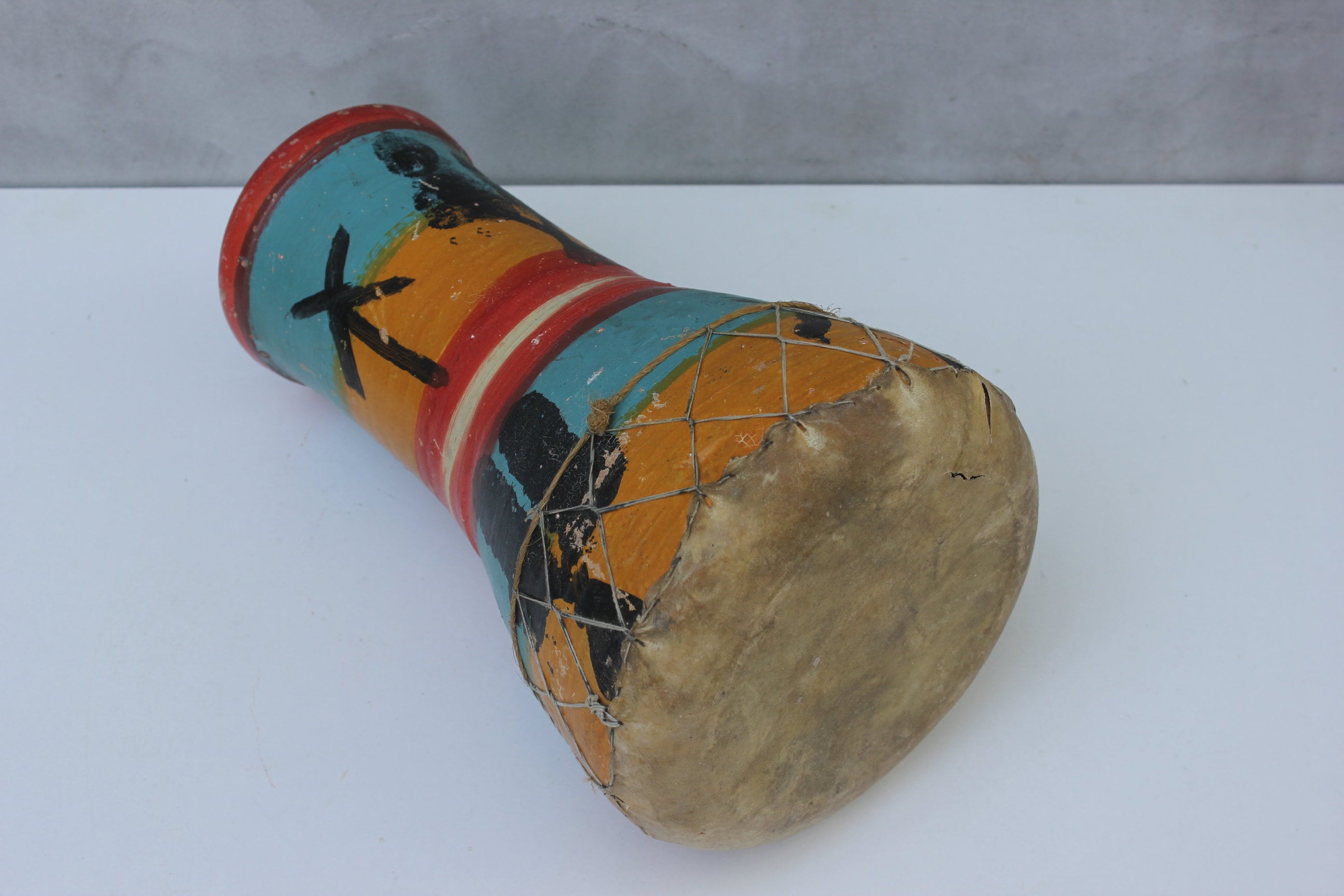 Vintage tribal drum Primitive clay and leather ritual drum | Etsy