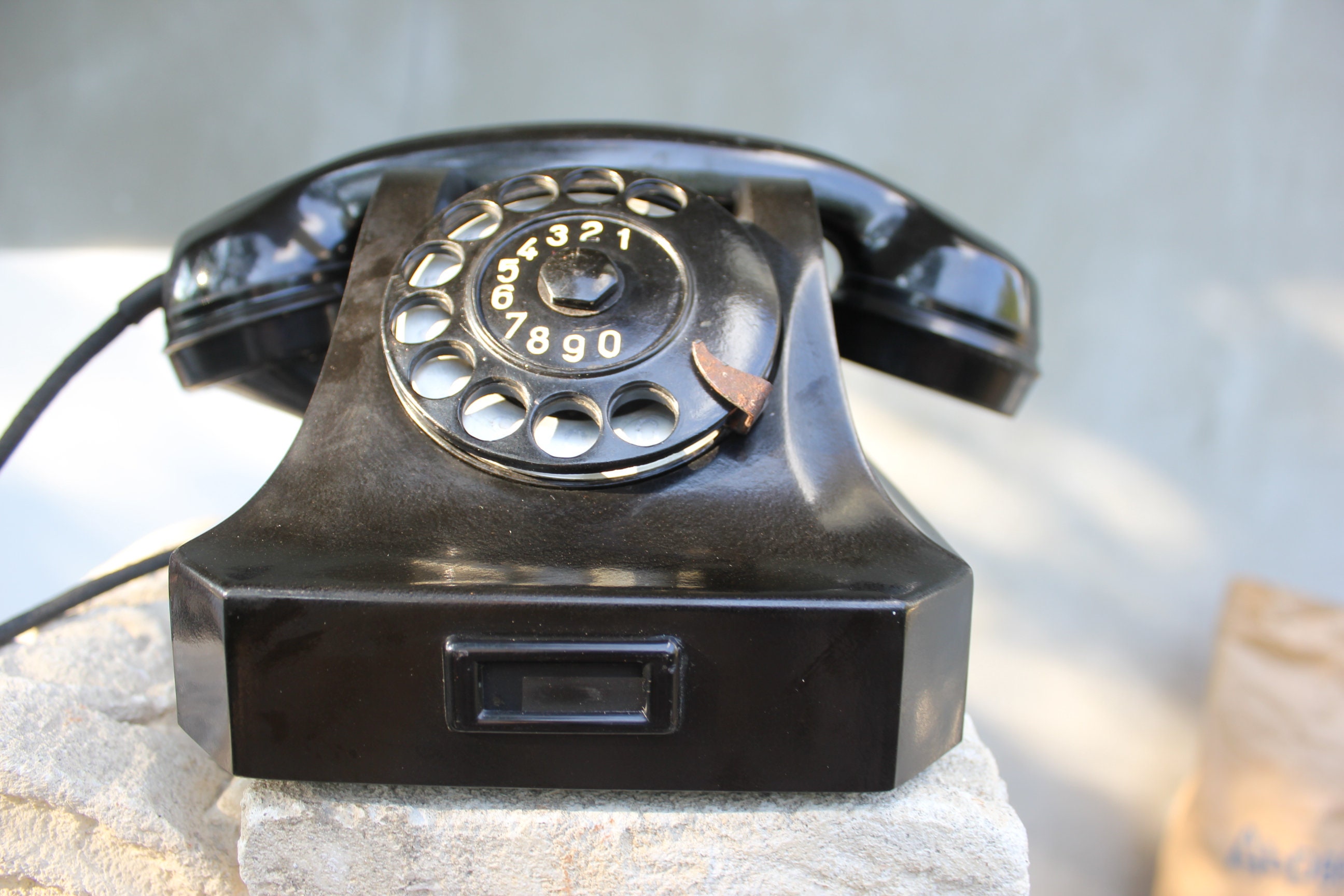 Vintage Black Dial Telephone Vintage Rotary Phone Desk - Etsy