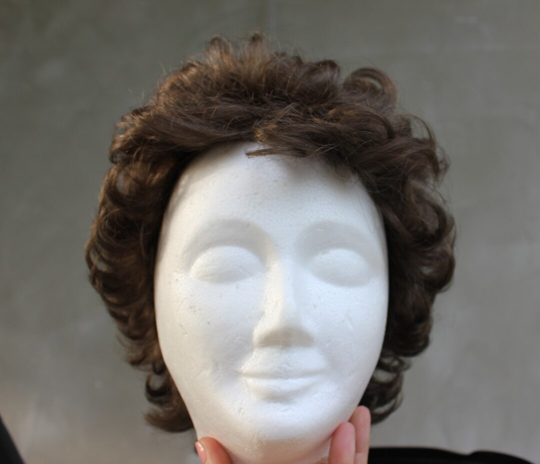 Vintage Pierre Cardin Wig, Short Brown Curly Hairpiece in Original Box ...